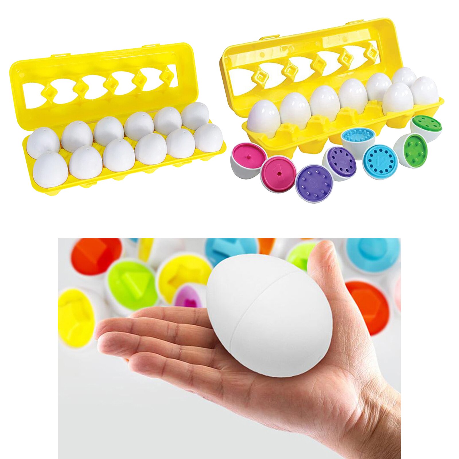 Matching Eggs 12 pcs Set Color & Shape Recoginitio... – Grandado