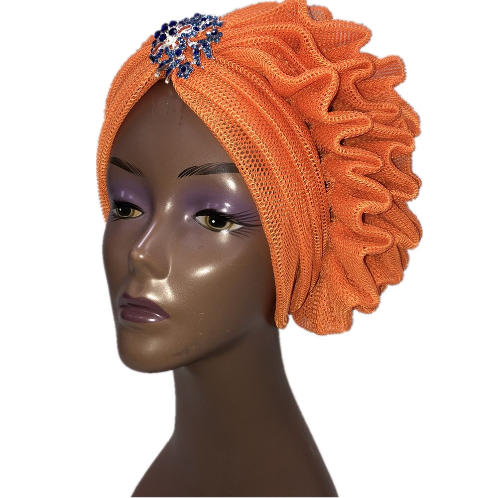 Blue Aso Oke Gele African Headtie Already Made Gel... – Grandado