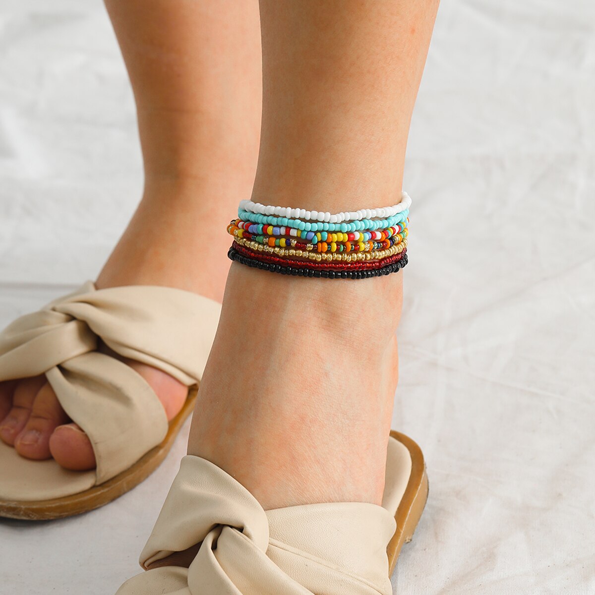 SHIXIN Bohemia Colorful Beads Anklet Bracelet on t... – Grandado