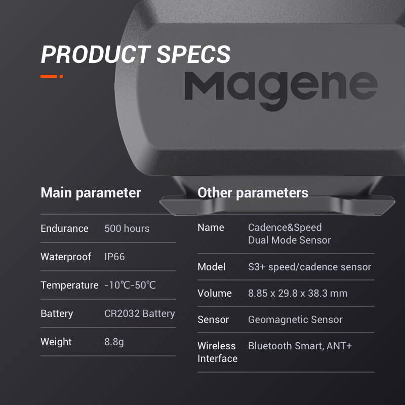 Magene s3+ snelheidscadanssensor ant+bluetooth fi... – Vicedeal