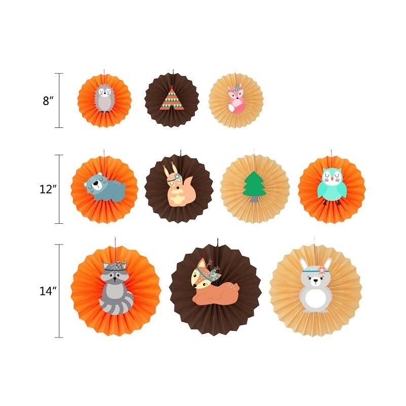 Baby Shower Decoration Woodland Animal Paper Fans ... – Vicedeal