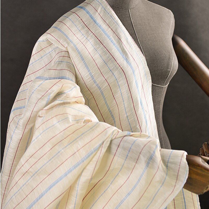100cm*140cm Vintage Slub Natural Silk Linen Stripe... – Vicedeal