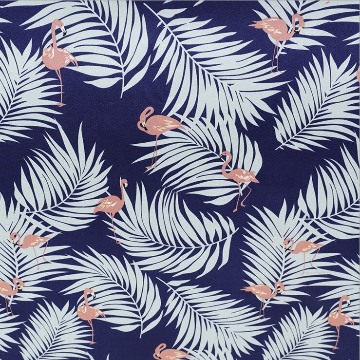 Flamingo Palm Leaf Print Stretch Satin Fabric for ... – Grandado