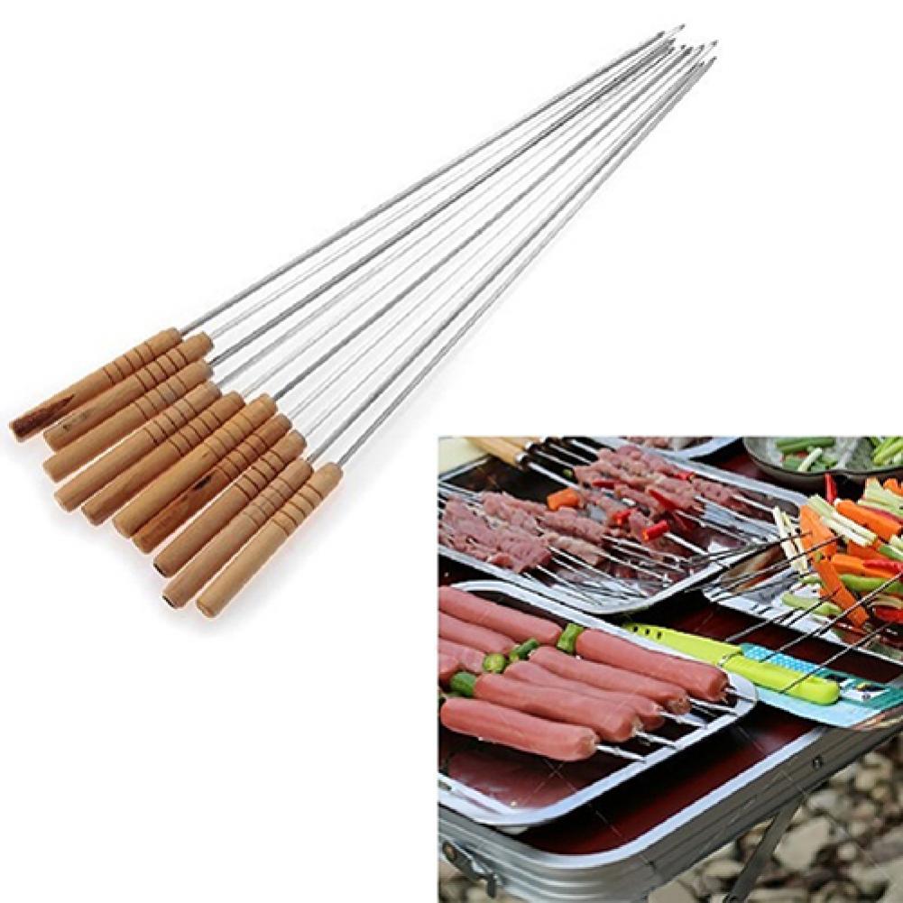 10 Pcs Flat Barbecue Stick BBQ Roasting Needle Wit... – Grandado
