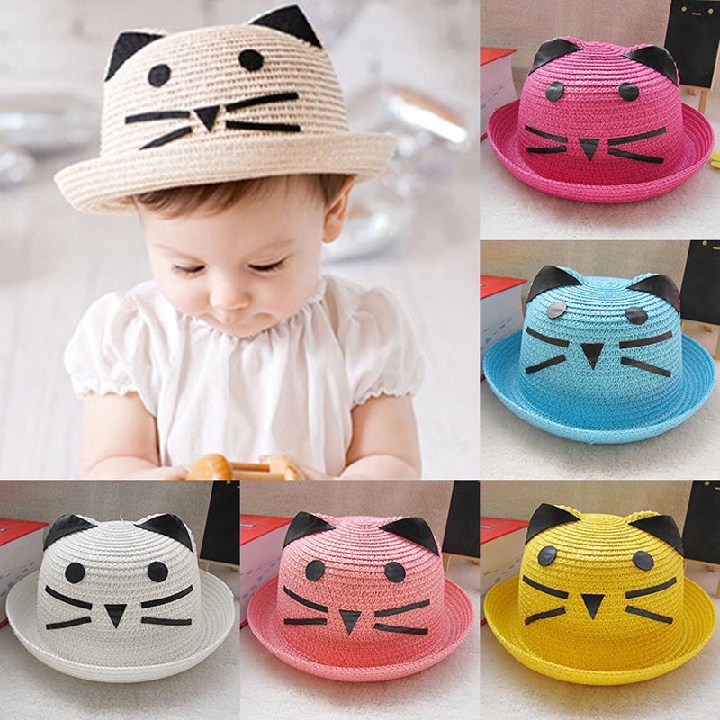 Mode Kinderen Strohoed Mooie Cartoon Kat Oren Curl... – Vicedeal