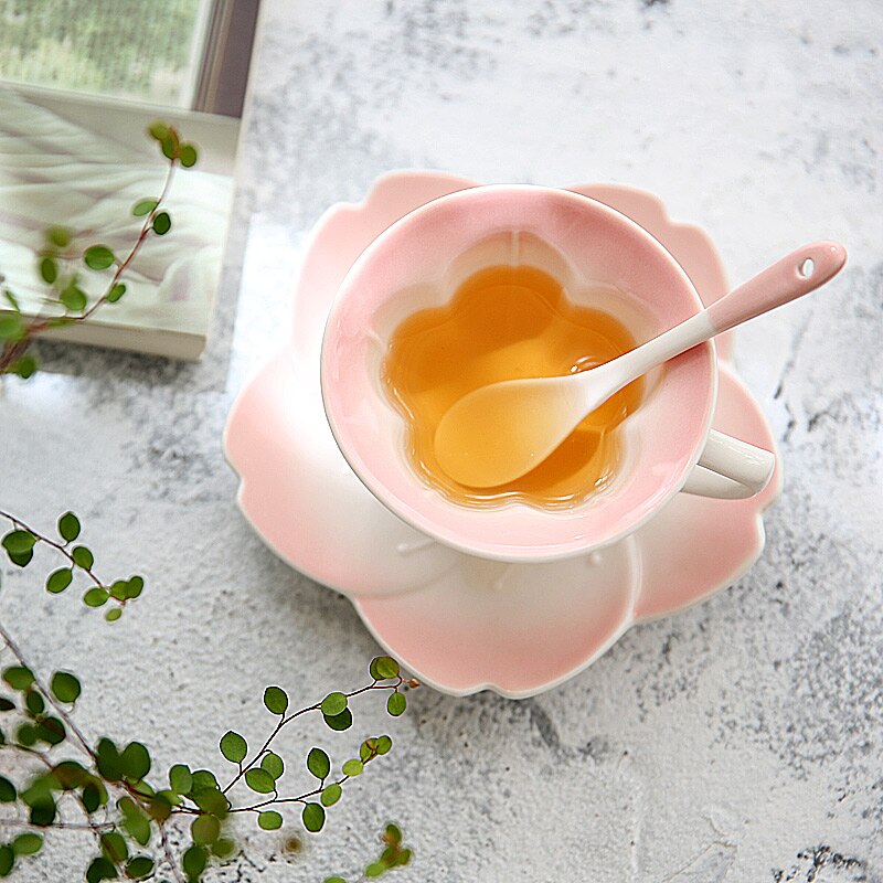Luxury Coffee Set Ceramic Sakura Shaped Afternoon ... – Grandado