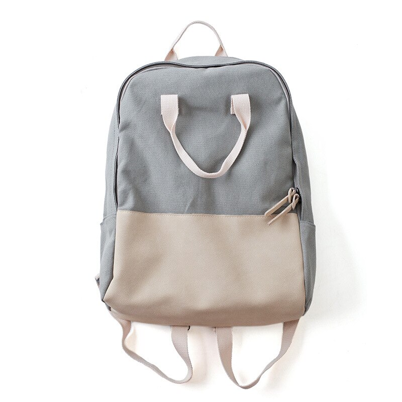 Women Simple Canvas Backpacks Beige Gray School Ba... – Grandado