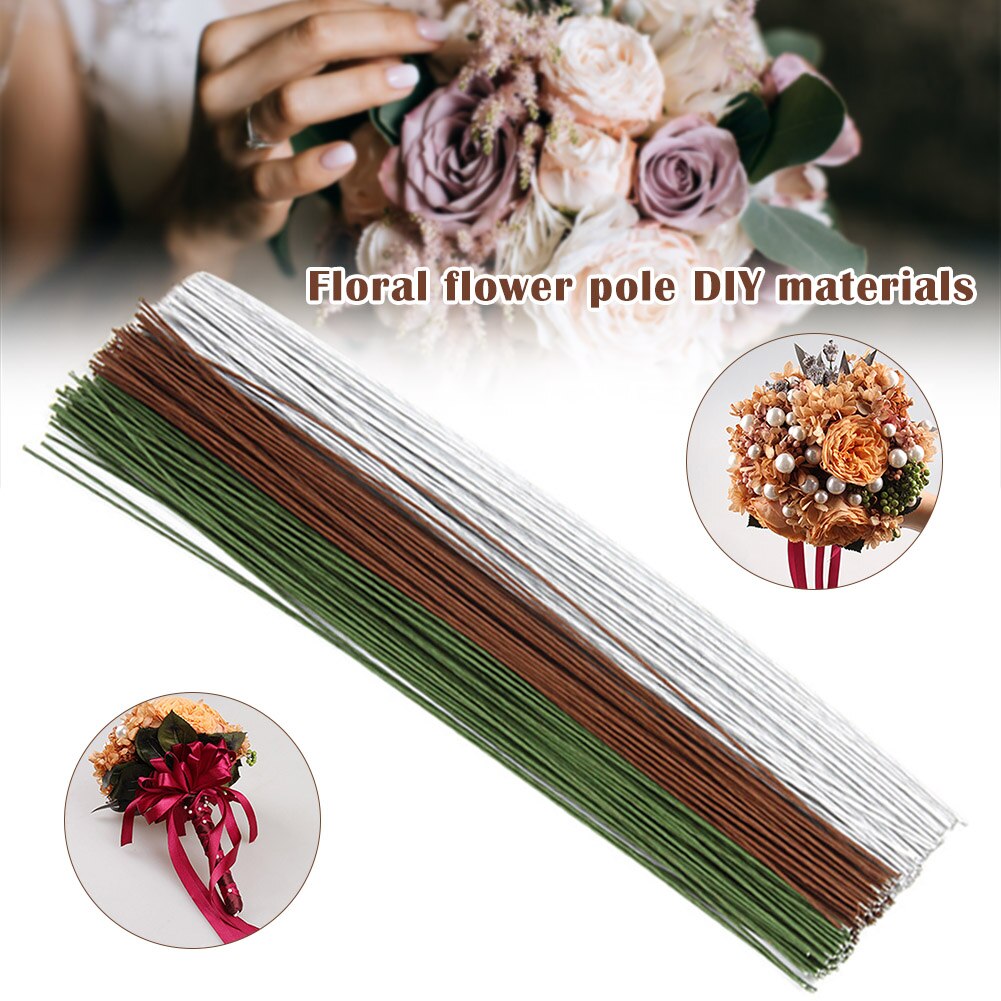 20 Gauge Brown/White/Green Floral Wire 14 Inch 50p... – Grandado