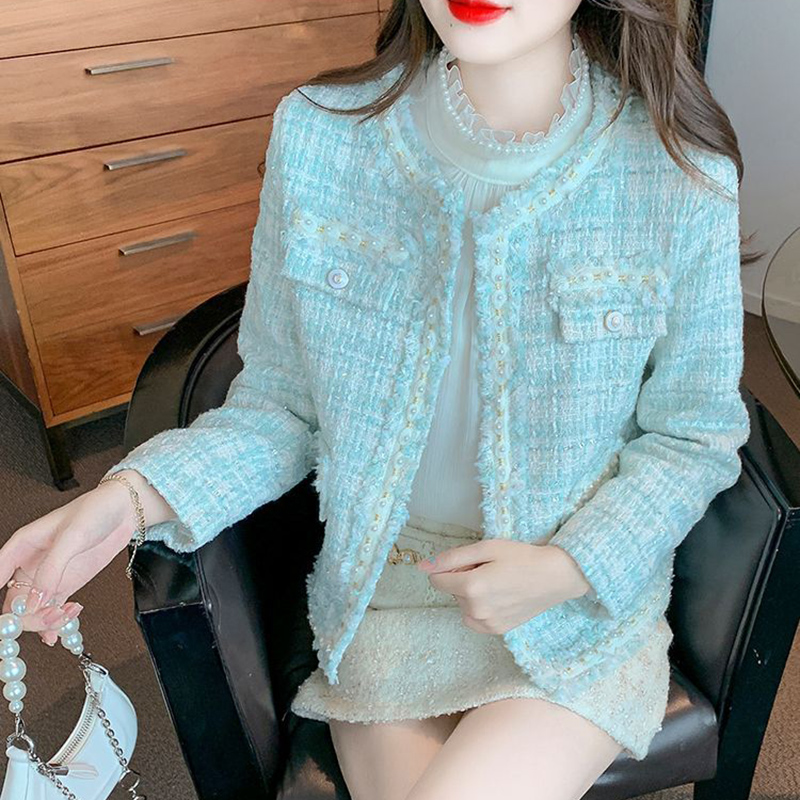 Rimcoy Korean Sweet Tweed Jacket for Women Pearls ... – Grandado
