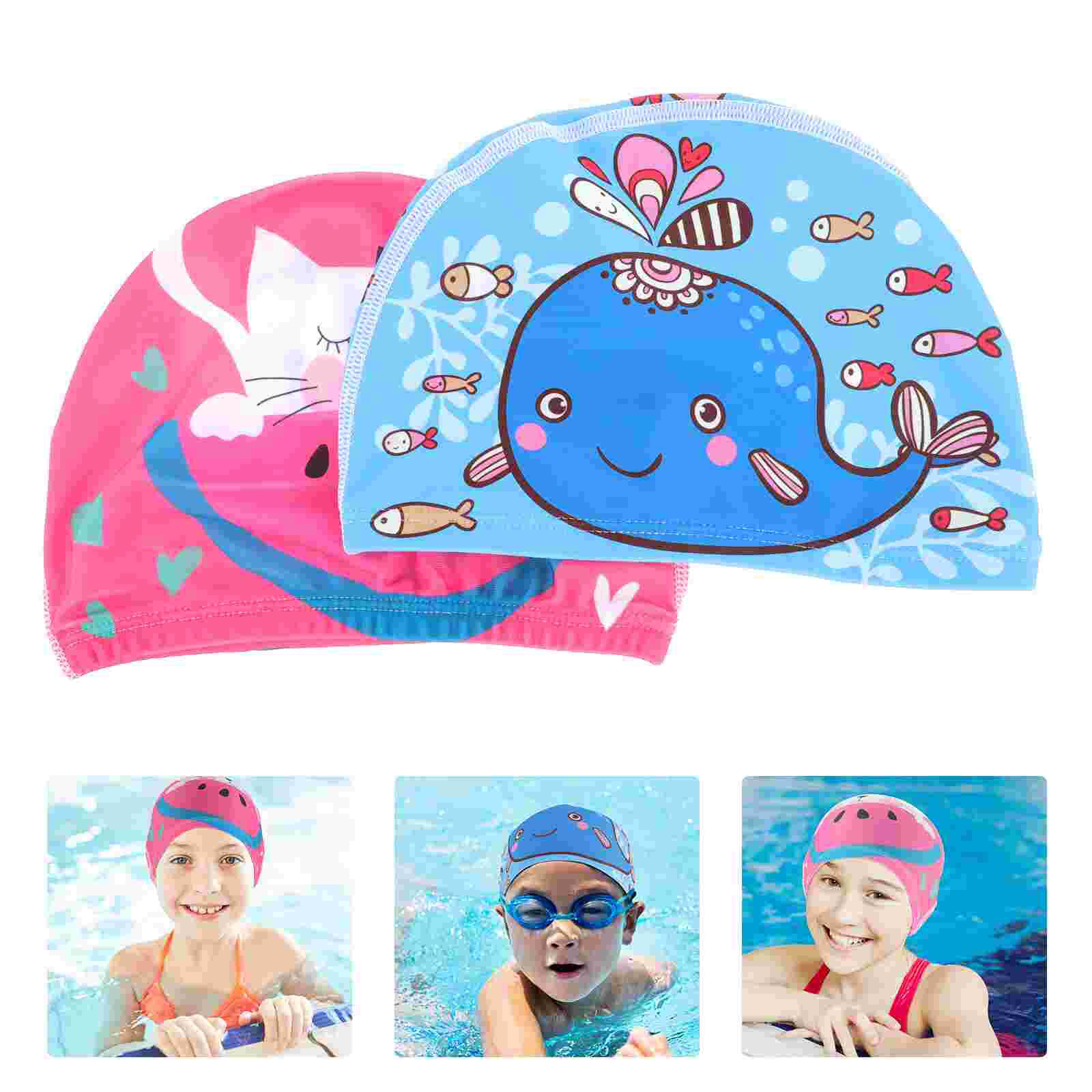 2Pcs Kids Swim Caps Ear Protection Swimming Hats C... – Vicedeal