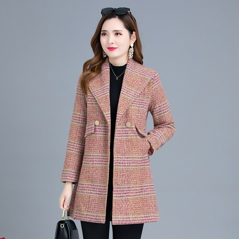 2022 spring autumn plaid women woolen coats ladies... – Grandado