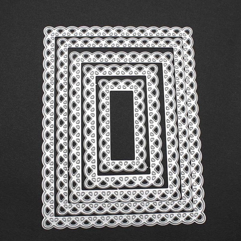 Nested Stitched Scallop Rectangle Frame Metal Cutt... – Grandado