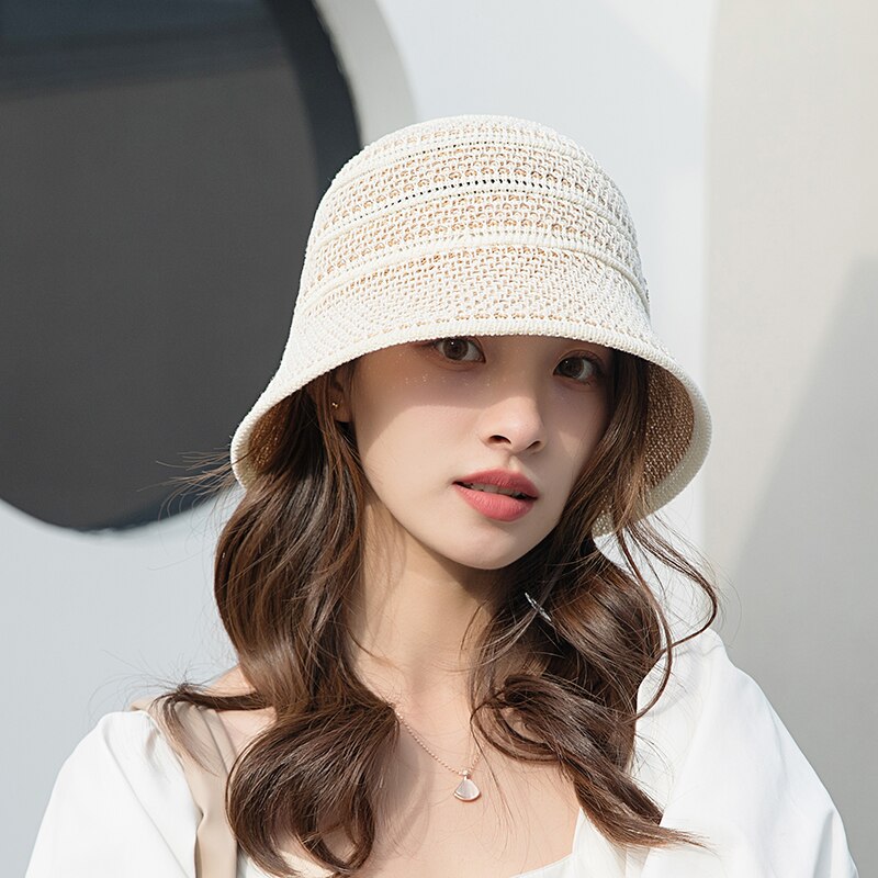 2022 Hollow Breathable Knitted Bucket Hat For Wome... – Grandado