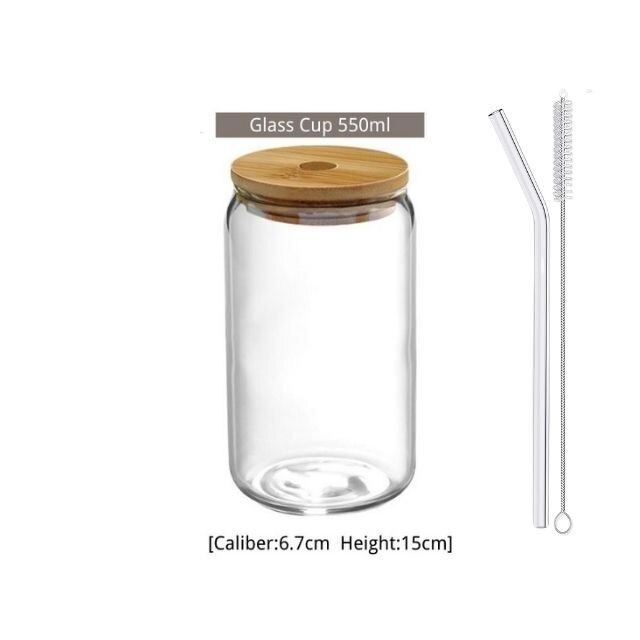 550ml/400ml Bubble Tea Glass Cup With Straw Milk M... – Vicedeal