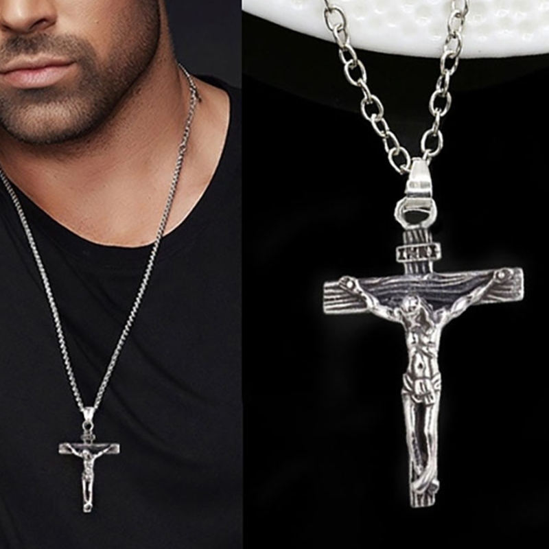 Men Women Christian Jesus Cross Necklace with Chai... – Grandado