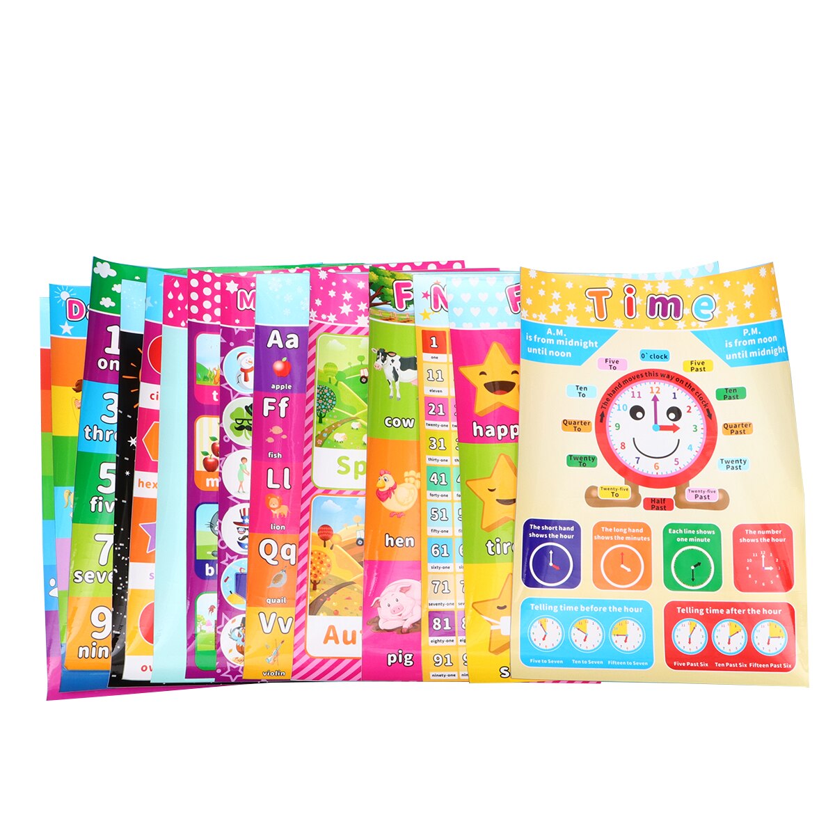 14pcs Early English Educational Posters Colorful D... – Grandado