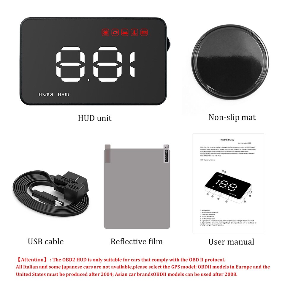 VJOYCAR A100 Car Hud OBD2 Head Up Display Digital ... – Grandado
