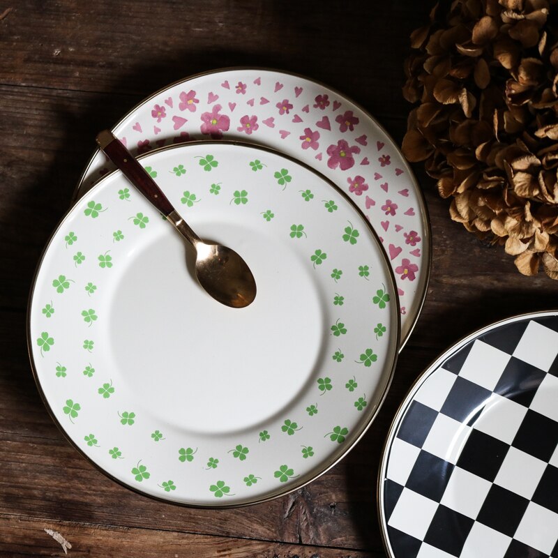 Retro Contry Style Floral Enamel Plate/Rice Oven P... – Vicedeal