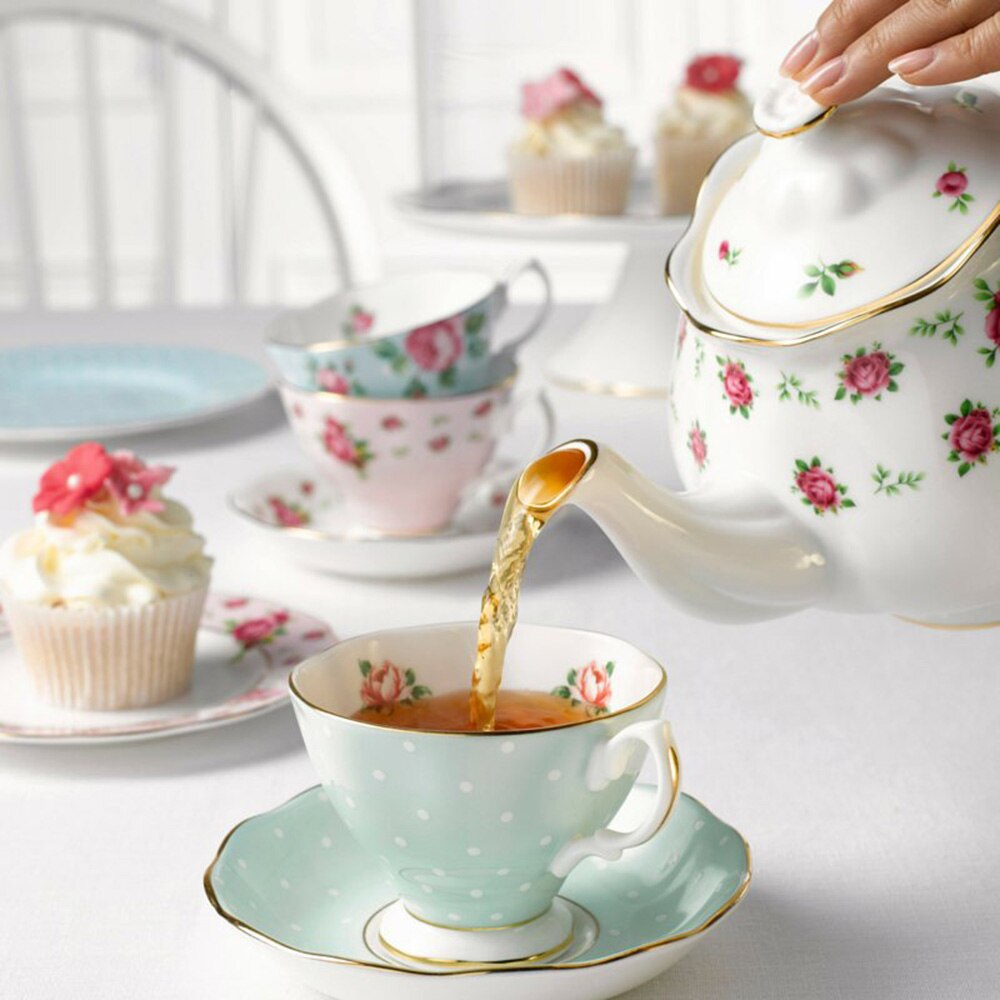 British Style Pink Bone China Coffee Cup and Sauce... – Vicedeal