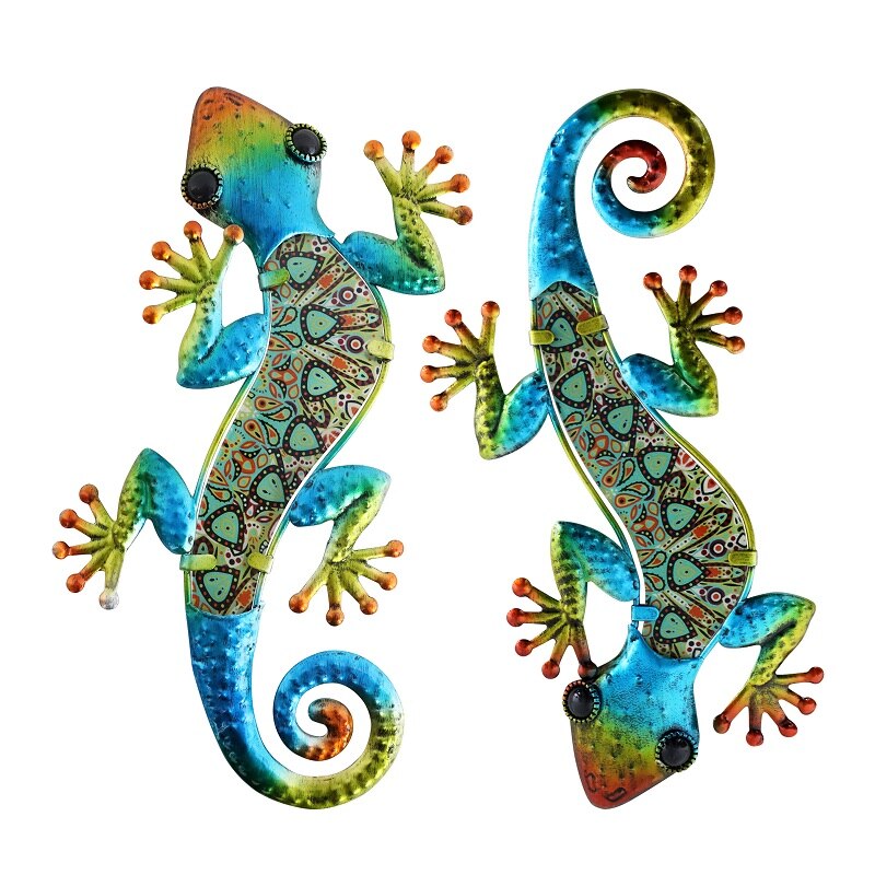 2Pcs Metal Gecko Wall Decor Decorative Statues Liz... – Grandado