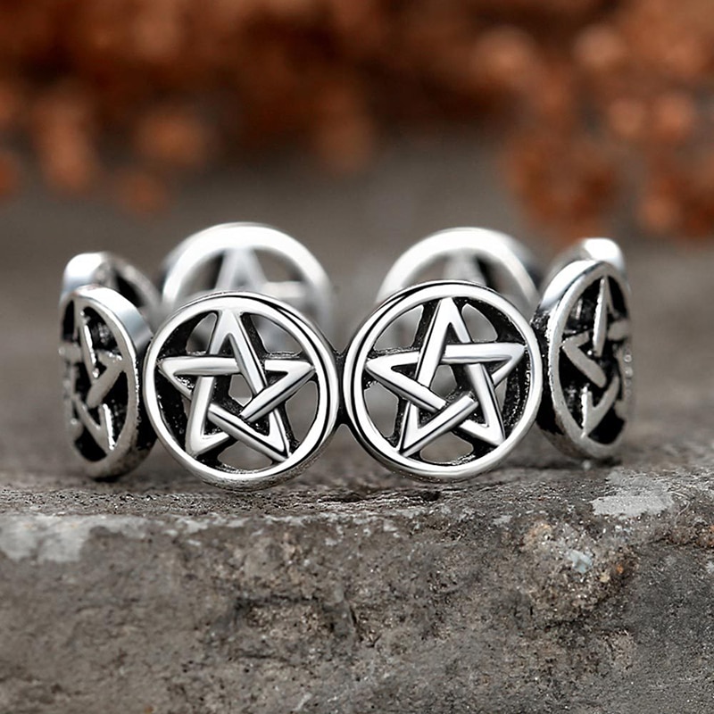 2022 Star Pentagram Punk Chunky Adjustable Thai Si... – Grandado