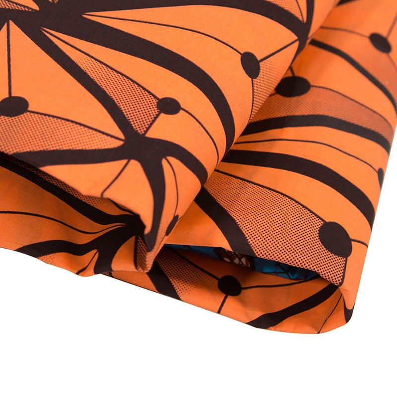 African Fabric Nigeria Ankara 100% Cotton Orange T... – Grandado