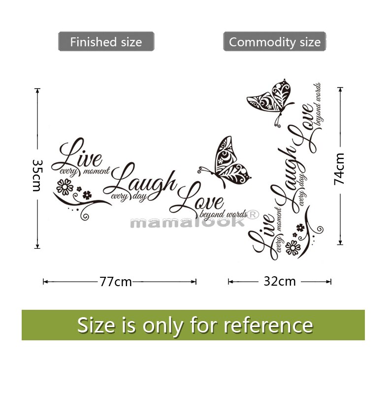 Live Laugh Love Butterfly Flower Wall Art Sticker ... – Grandado