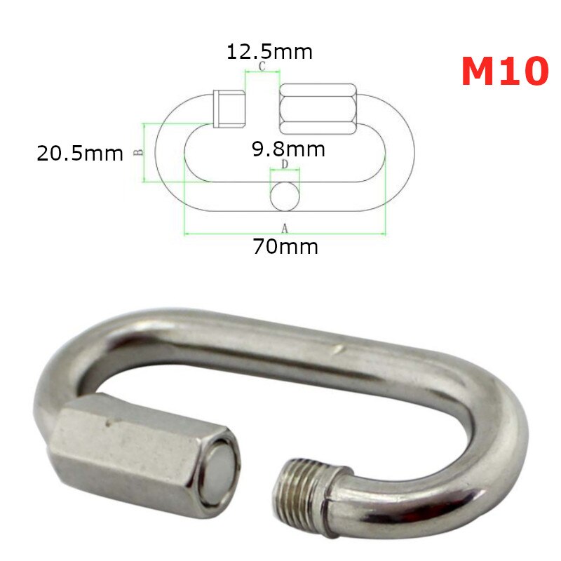 M10 Rvs Karabijnhaak Snelkoppeling Schroef Lock Kl... – Vicedeal