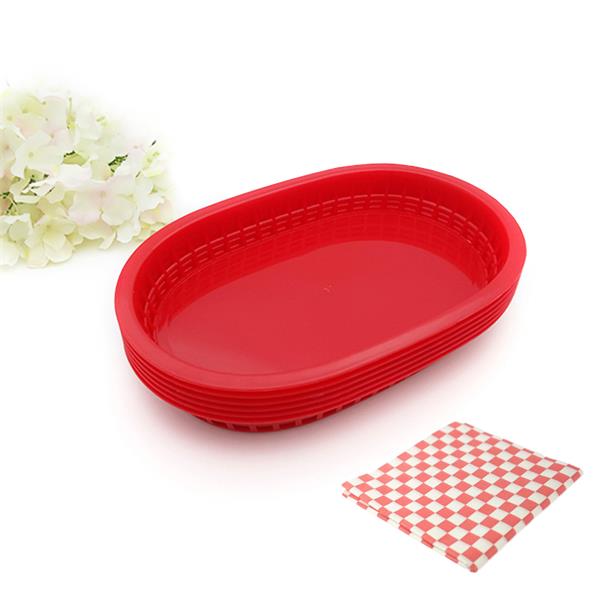 6pcs 10.5'' Large Plastic Fast Food Platte... – Grandado