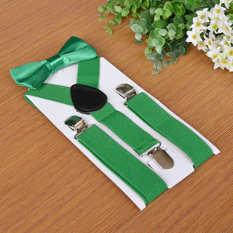 Children Solid Color Suspenders Bow Tie Set Polyes... – Vicedeal
