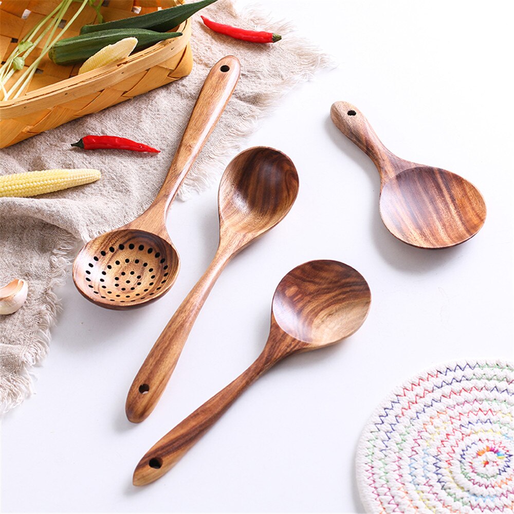 Köksredskap i trä matlagningsset thai teak sked sp... – Grandado