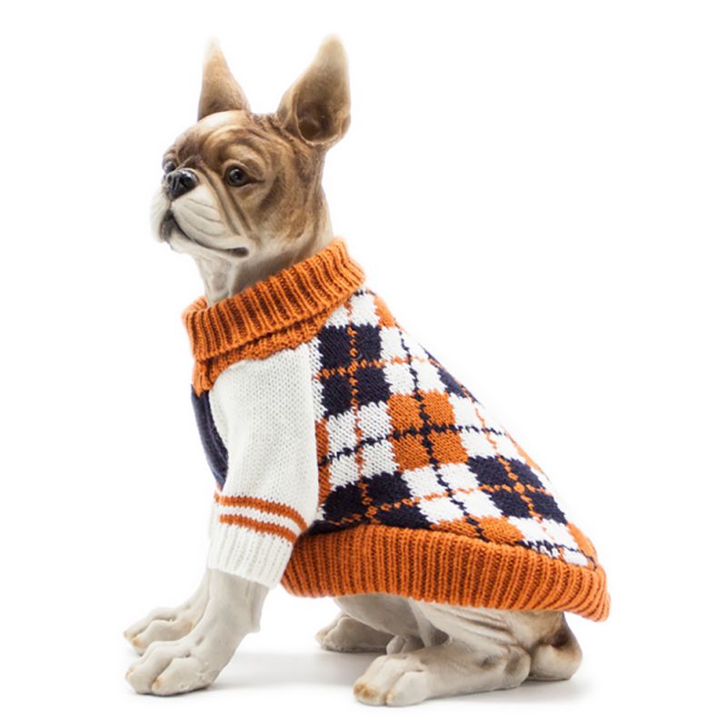 Warm Dog Sweater Classic diamond checkered sweater... – Grandado