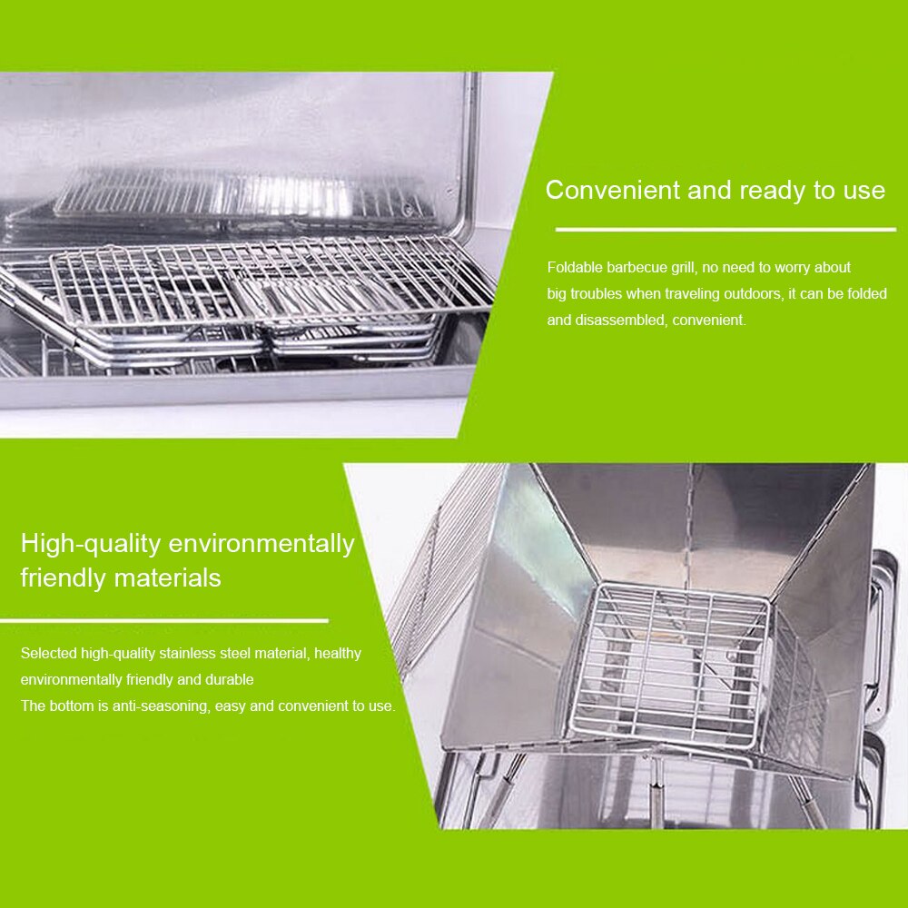 Portable Stainless Steel BBQ Grill Non-stick Surfa... – Grandado