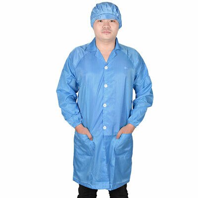 Bata antiestática con cuello de punta azul Unisex,... – Grandado