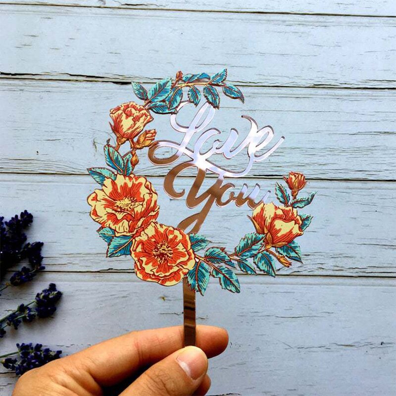 Love You Acrylic Wedding Cake Topper Rose Gold Let... – Grandado