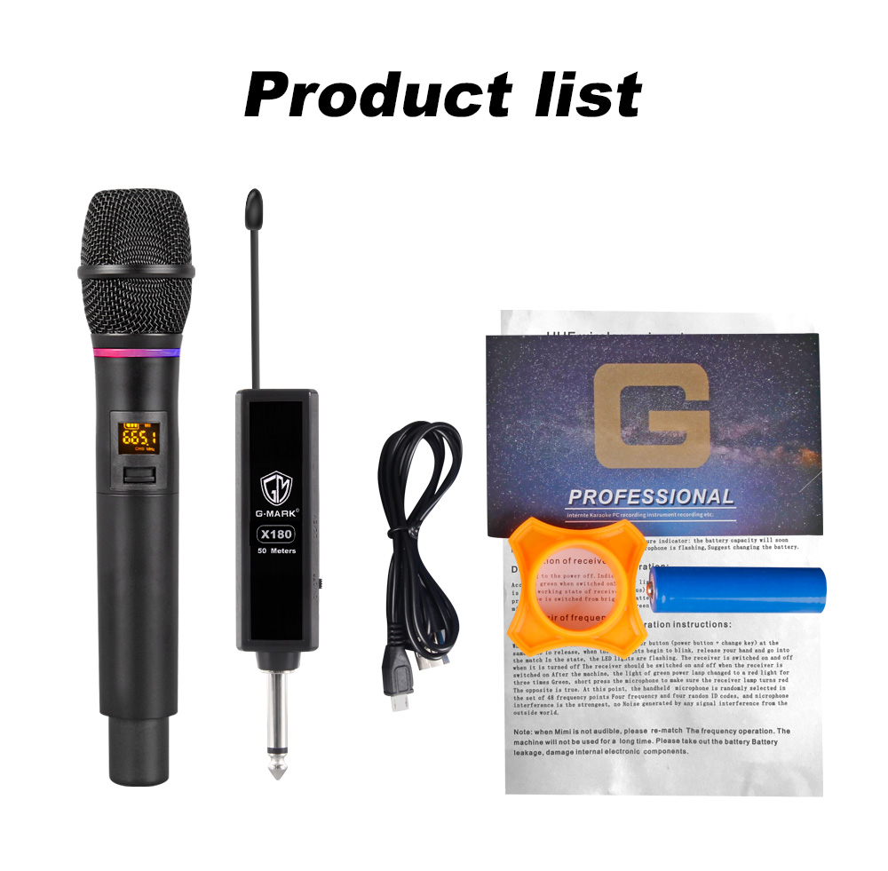 Wireless Microphone G-MARK X180 UHF Dynamic Karaok... – Grandado