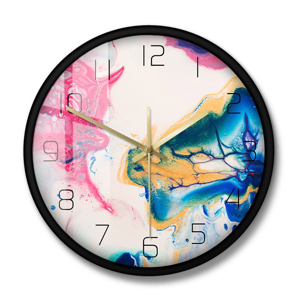 Fluid Art Dazzling Abstract Wall Clock Modern Home... – Grandado