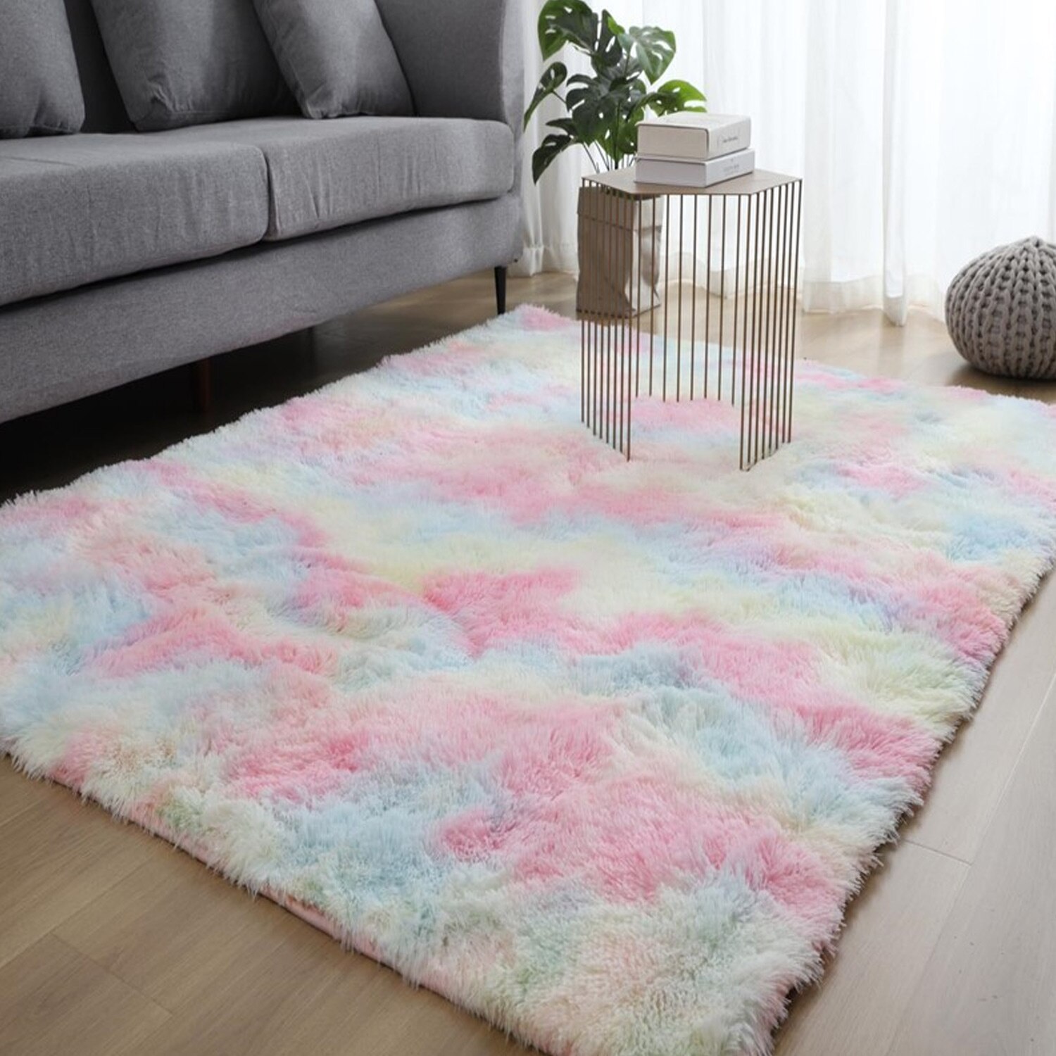 Zachte Pluizige Moderne Gebied Tapijt Regenboog Ta... – Vicedeal