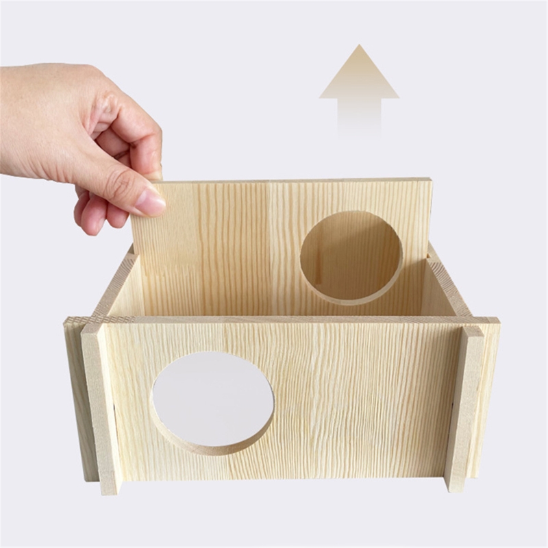 Hamster House 2 Chambers Pet Wooden Hideout Nestin... – Grandado
