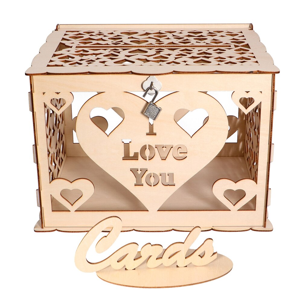 Wedding Sign-in Box with Lock Hollow out Case Box ... – Grandado