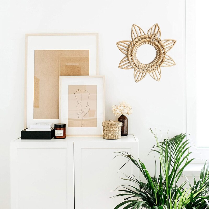 Rattan Frame Hanging Wall Mirror Frame Photo Wall ... – Grandado