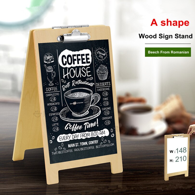 A5 And 100*200mm Wood Menu Receipt Sign Holder Sta... – Grandado