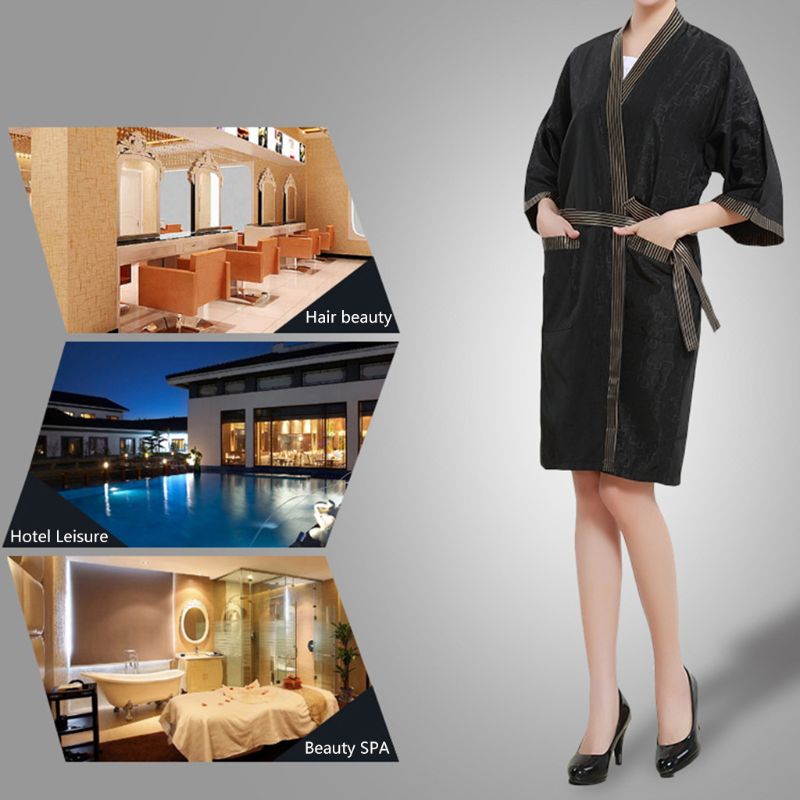 Black Salon Spa Client Gown Kimono Style Waterproo... – Grandado