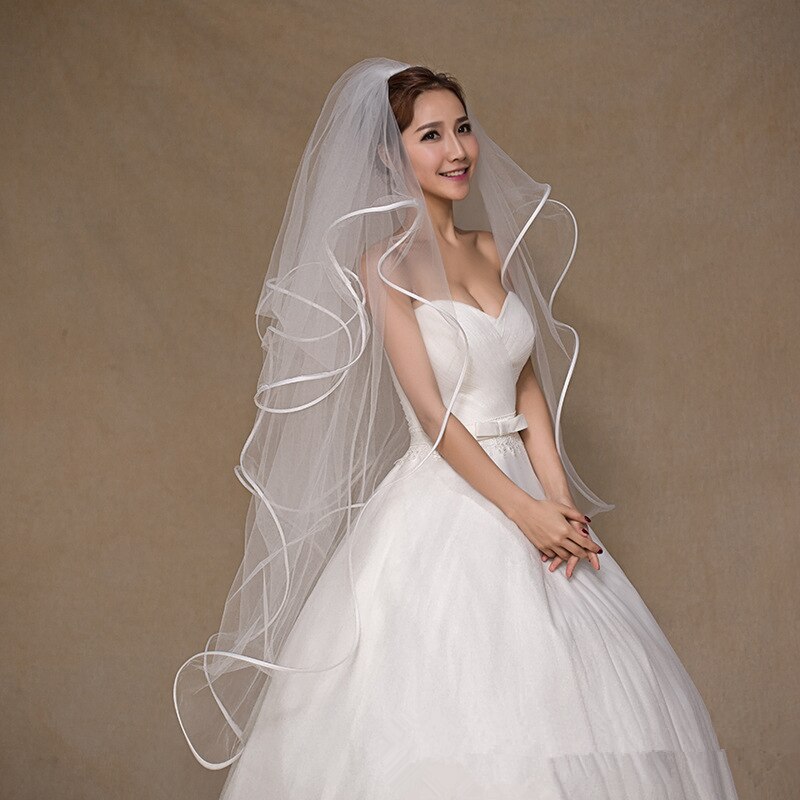 In Stock Gather 80CM Long Bridal Veils Two Layer T... – Grandado
