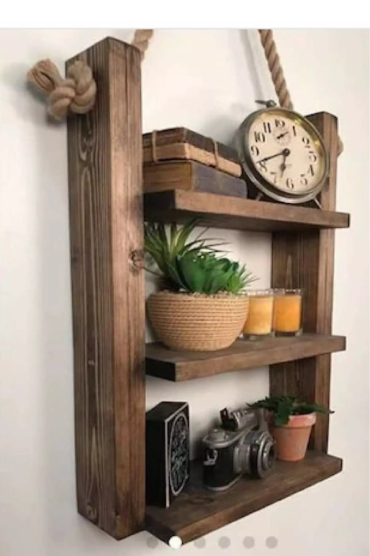 Decorative Handmade 3 Eyes Solid Wood Shelf Bookca... – Grandado