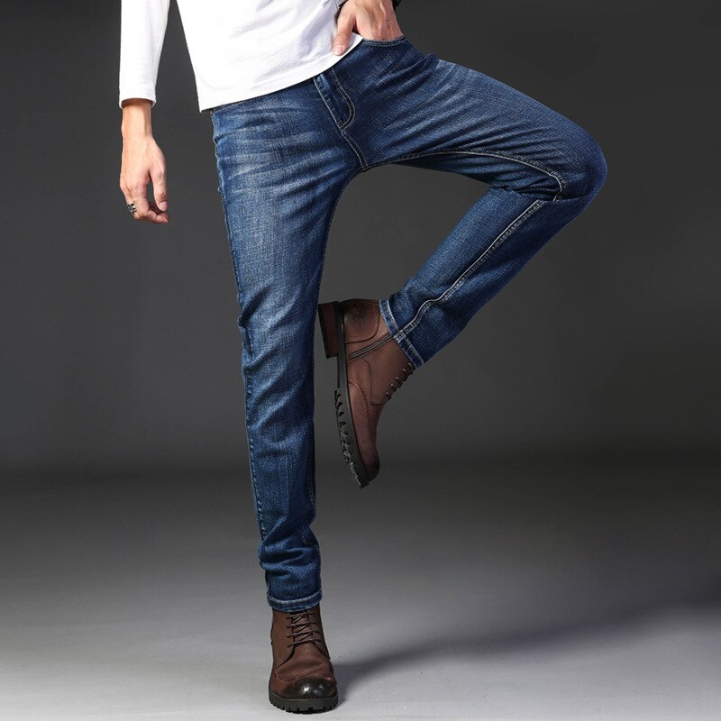 Mens Jeans Straight Denim Pants Men Classic Casual... – Grandado