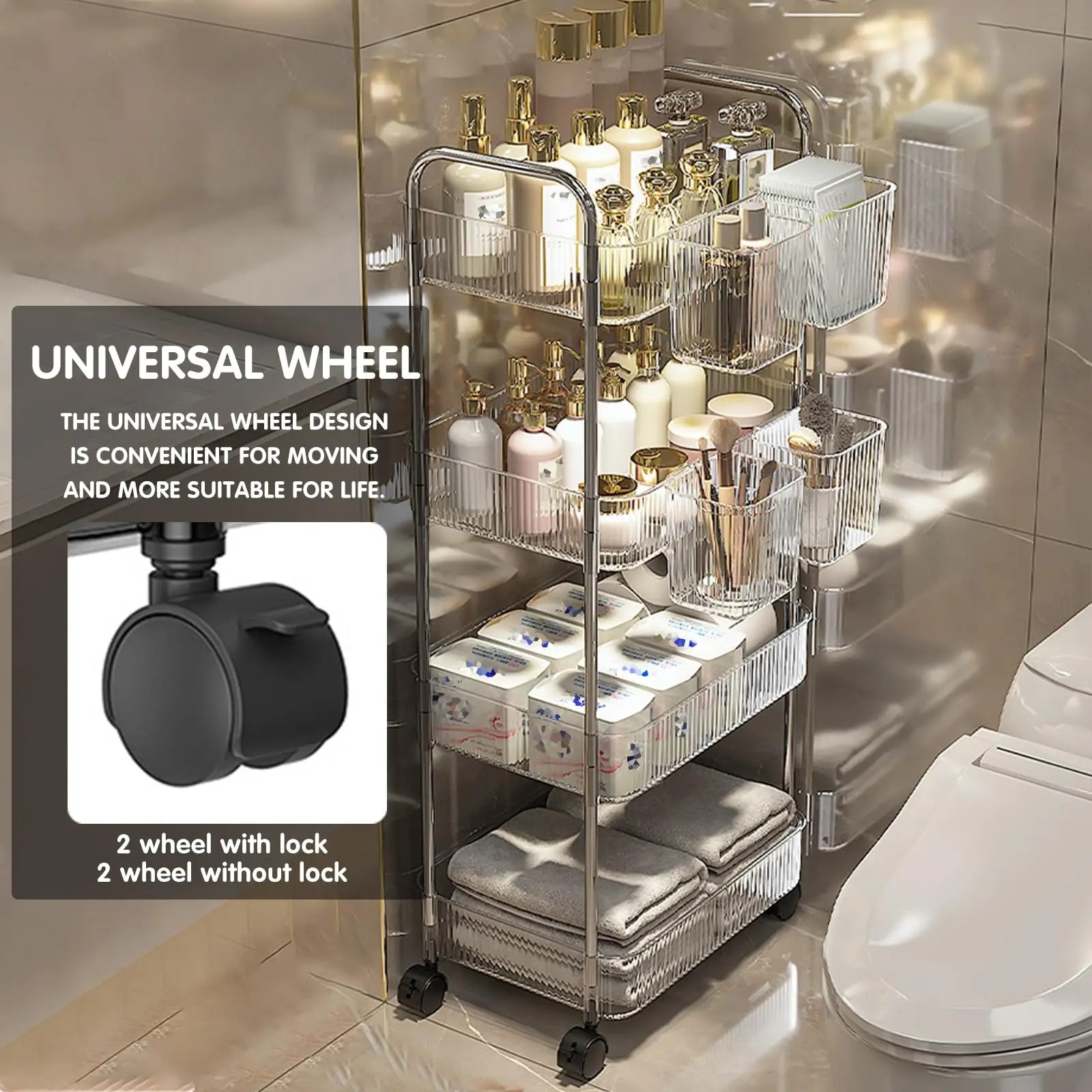 Household Kitchen Trolley Transparent Storage Rack... – Vicedeal