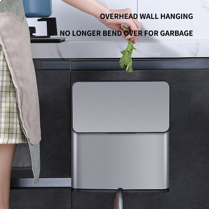 3L/6L Wall Mounted Trash Can with Lid Stainless St... – Vicedeal