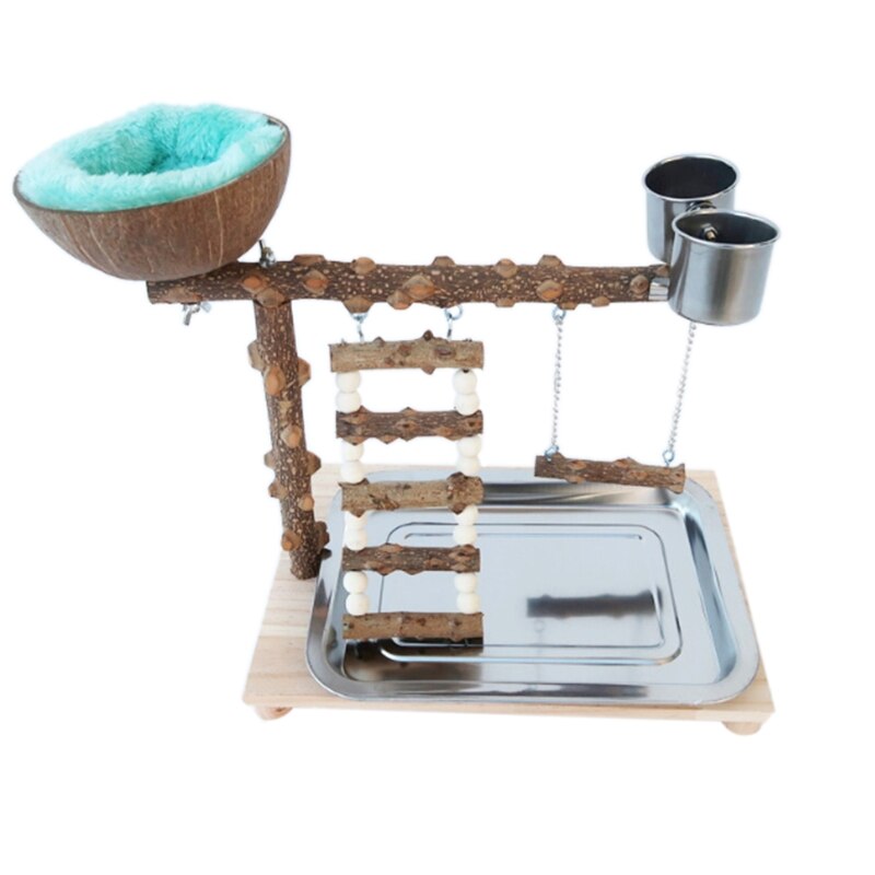 Parrot Playground With Tray Bird Wood Perch Stand ... – Grandado