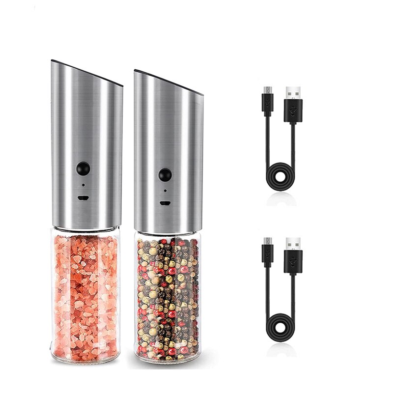 2 Pcs USB Electric Salt & Pepper Grinder Set,S... – Grandado